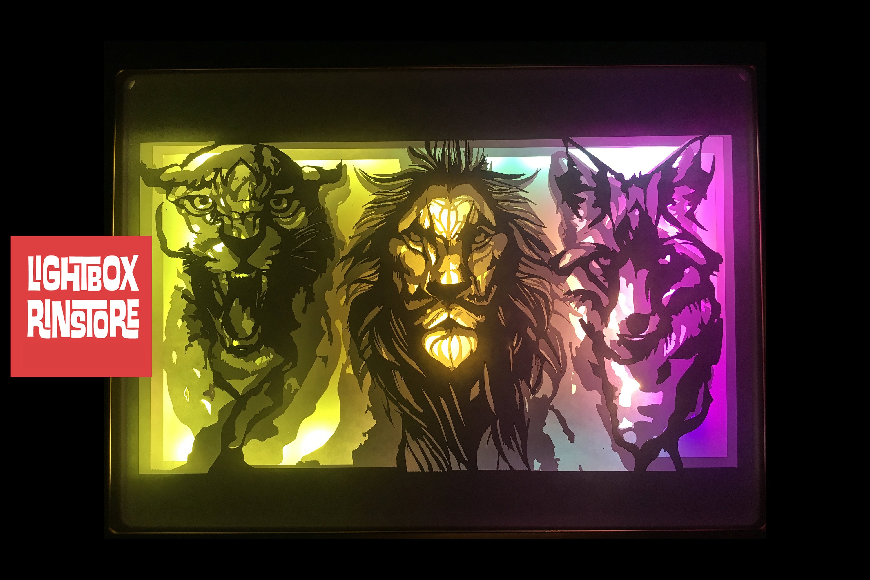 #41 King of forest , 3D Shadow box paper cut light box