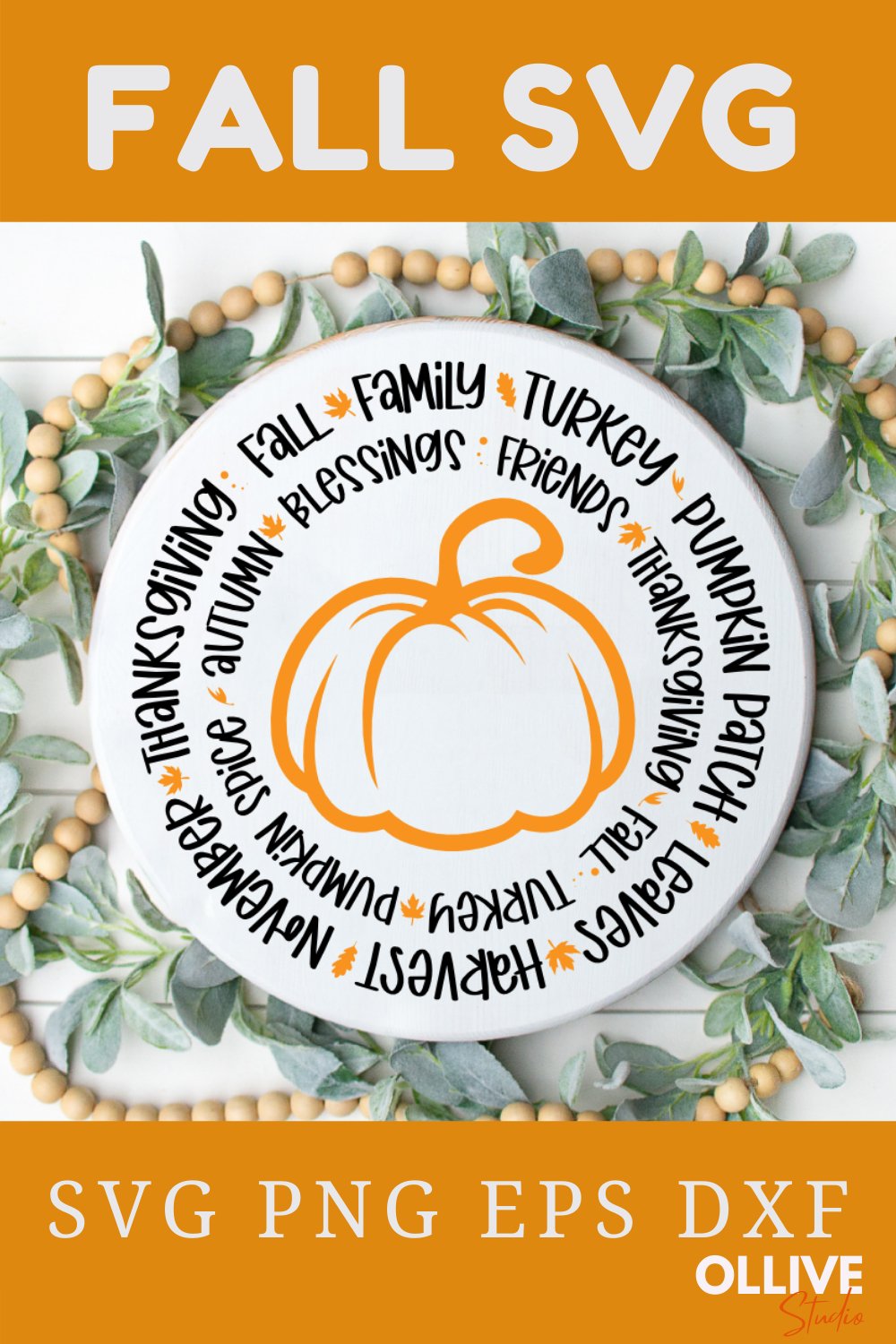Fall Thanksgiving Pumpkin SVG | Thanksgiving Round SVG
