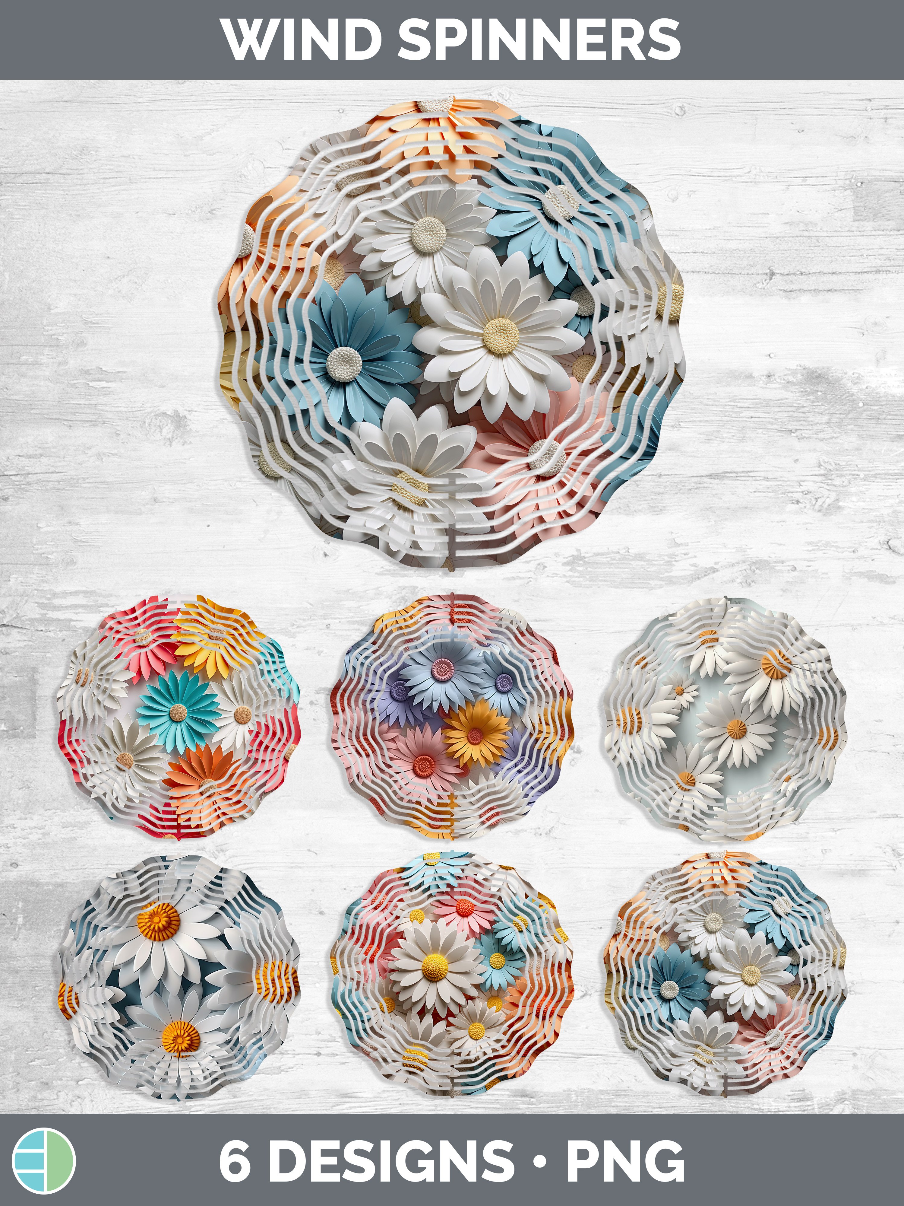 3D Paper Daisy Flowers Wind Spinner | Bundle Spinner Designs