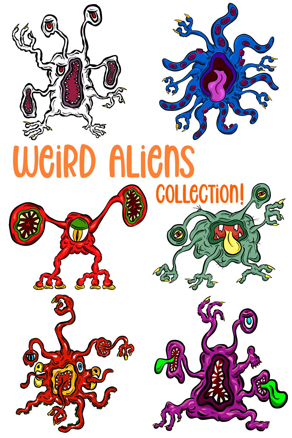 Weird Alien Blob Monster Creature Cartoon Collection