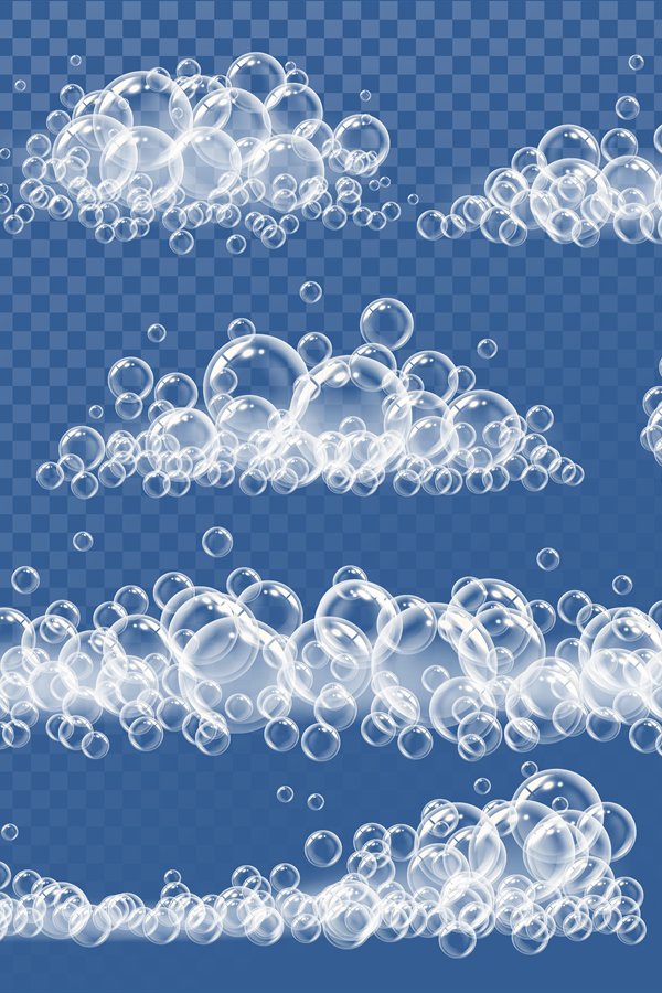 Transparent foam. Texture of blue foam soapy or gel balls ve