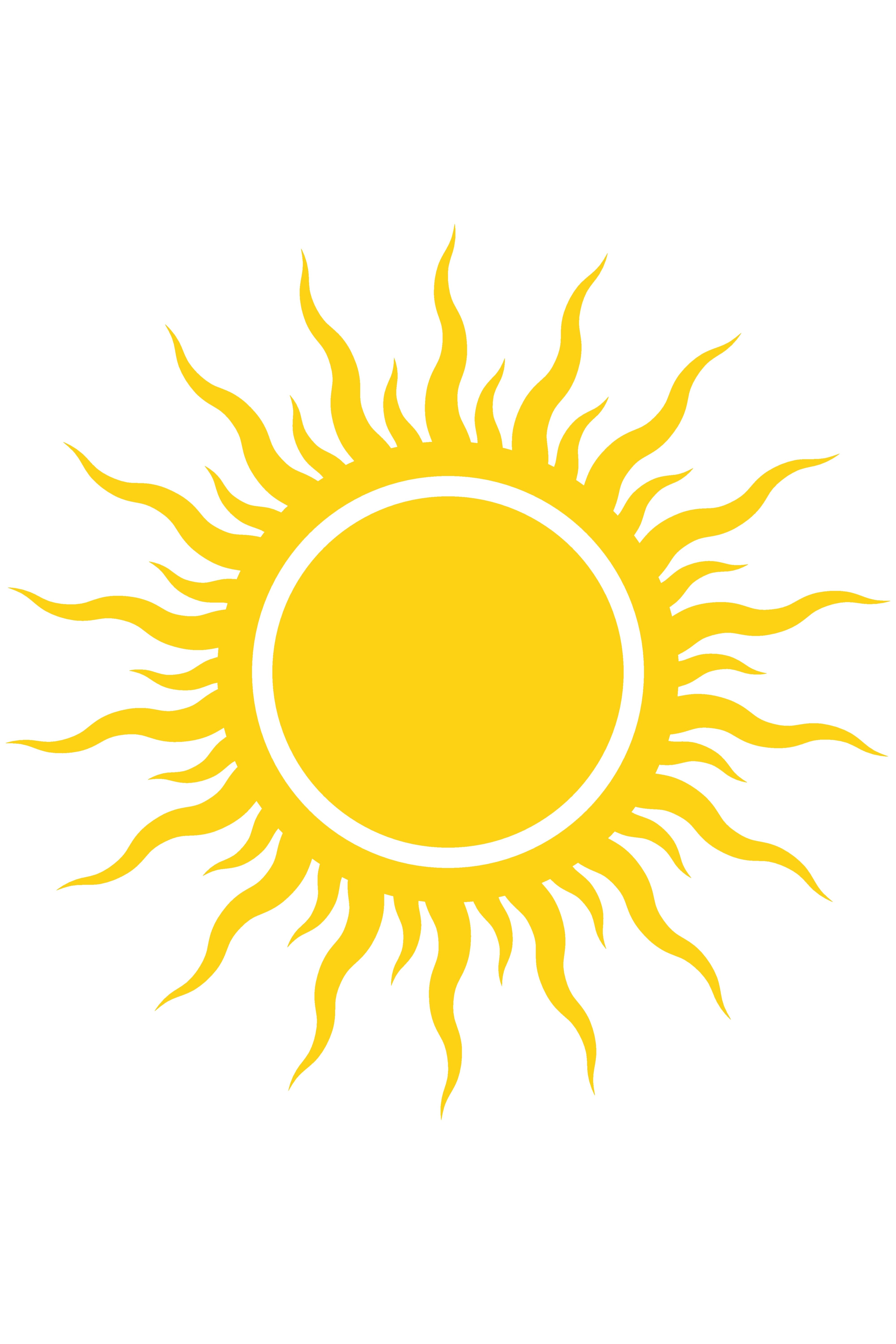 stylized yellow summer sun. Sun icons with different shapes
