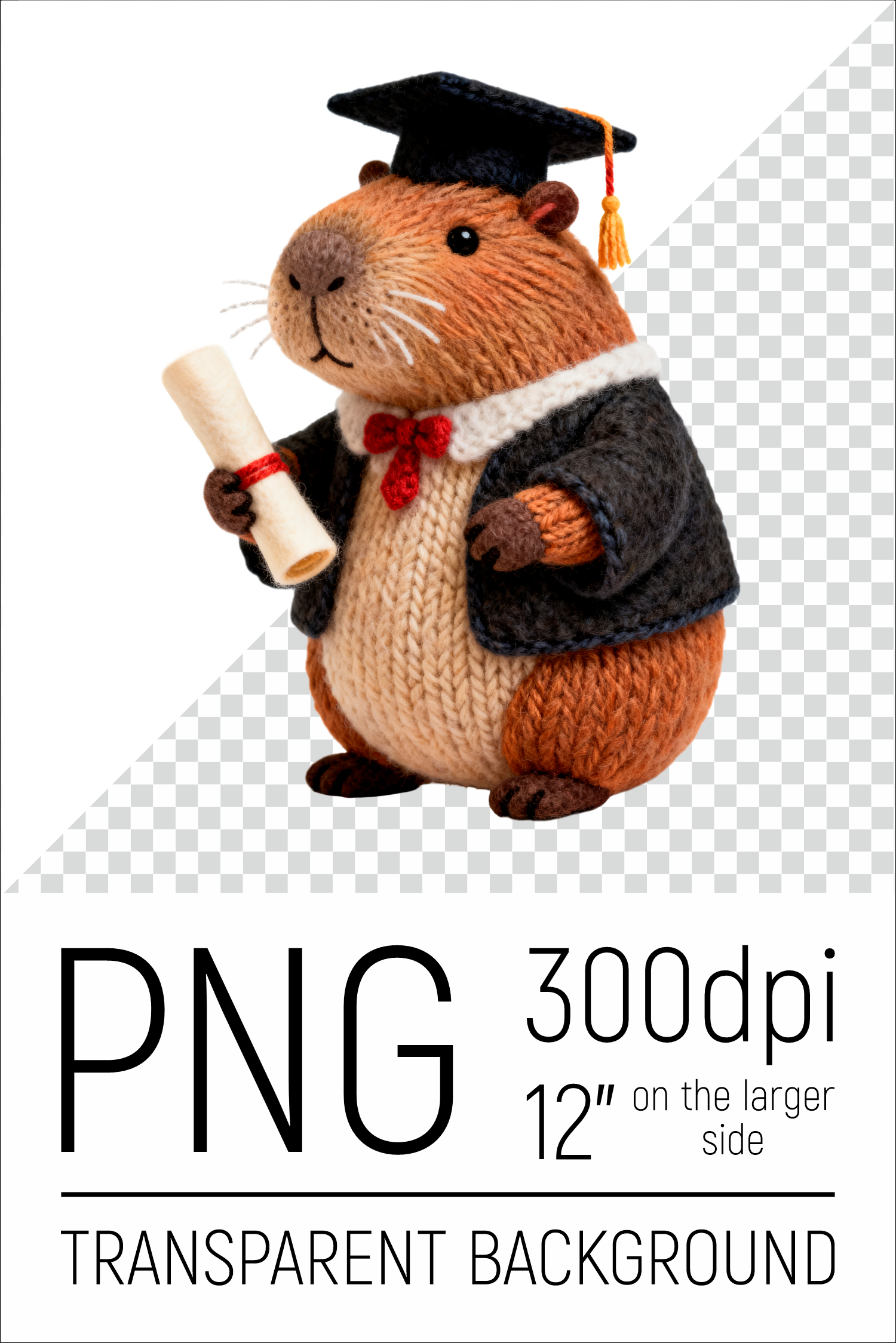 Knitted Graduation Capybara Clipart