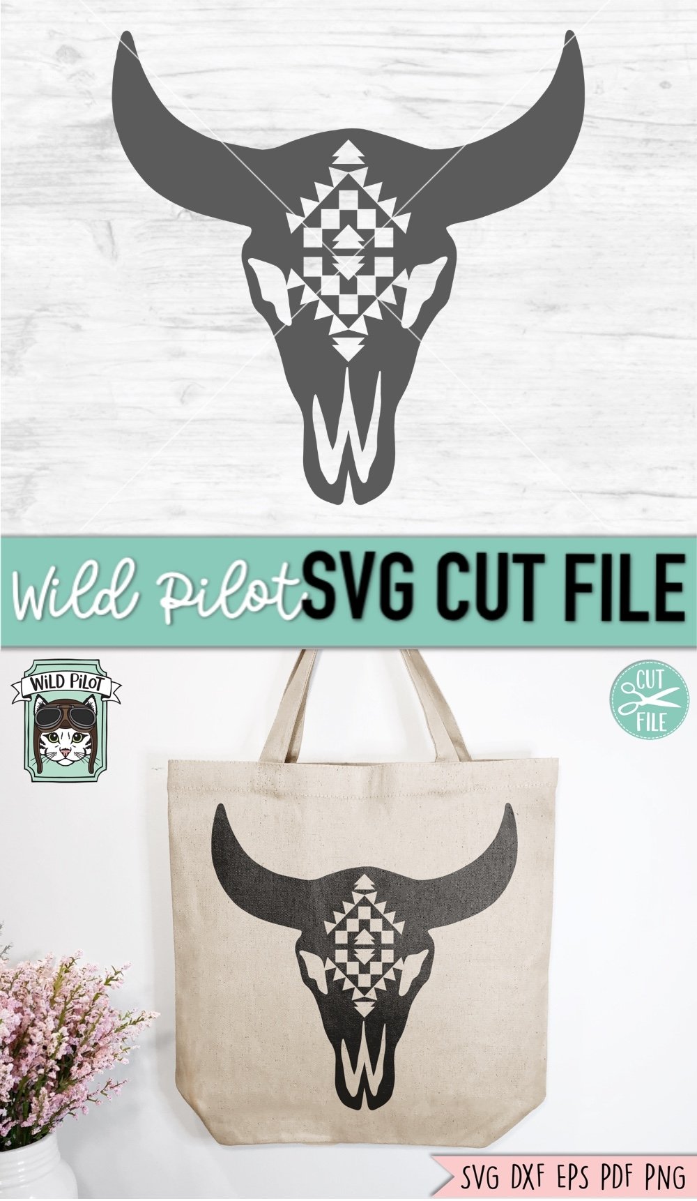 Mystical Cow Skull SVG, Bull Skull, Geometric, Animal Skull