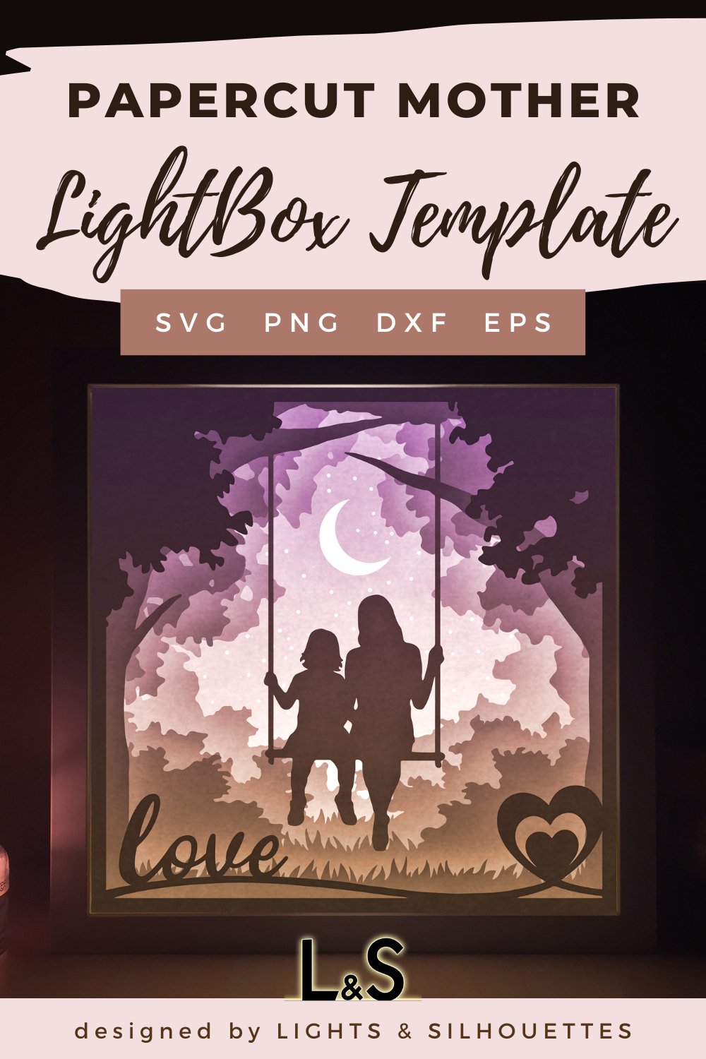 Mother and Daughter Light Box Svg | Mother's Day Shadow Box