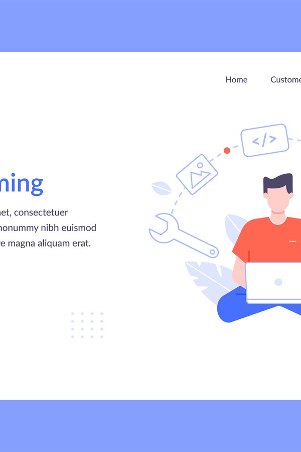 Effective programming landing page, vector work with script