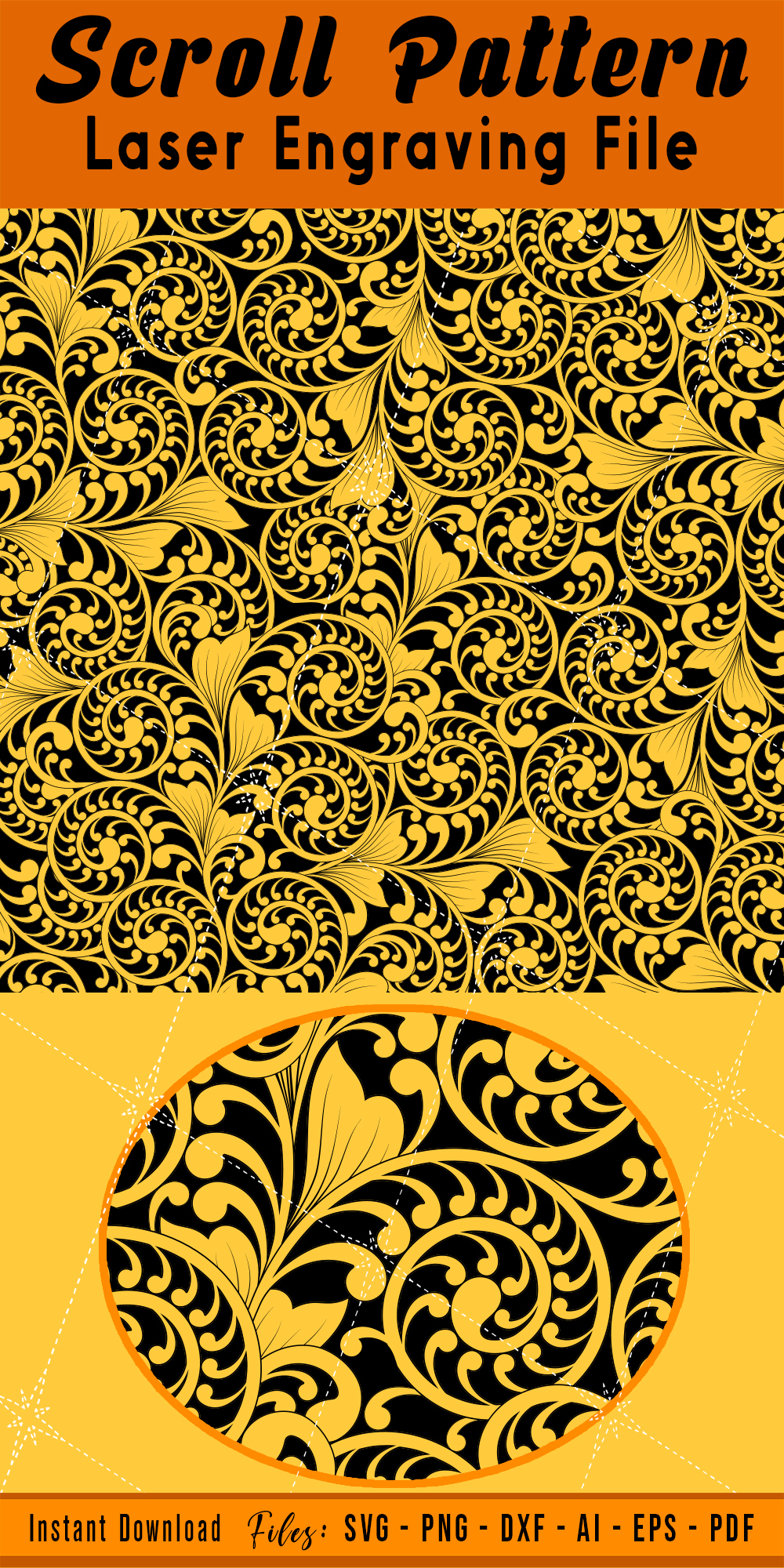 Scrollwork Pattern Laser Engraving File Firearms Scroll SVG