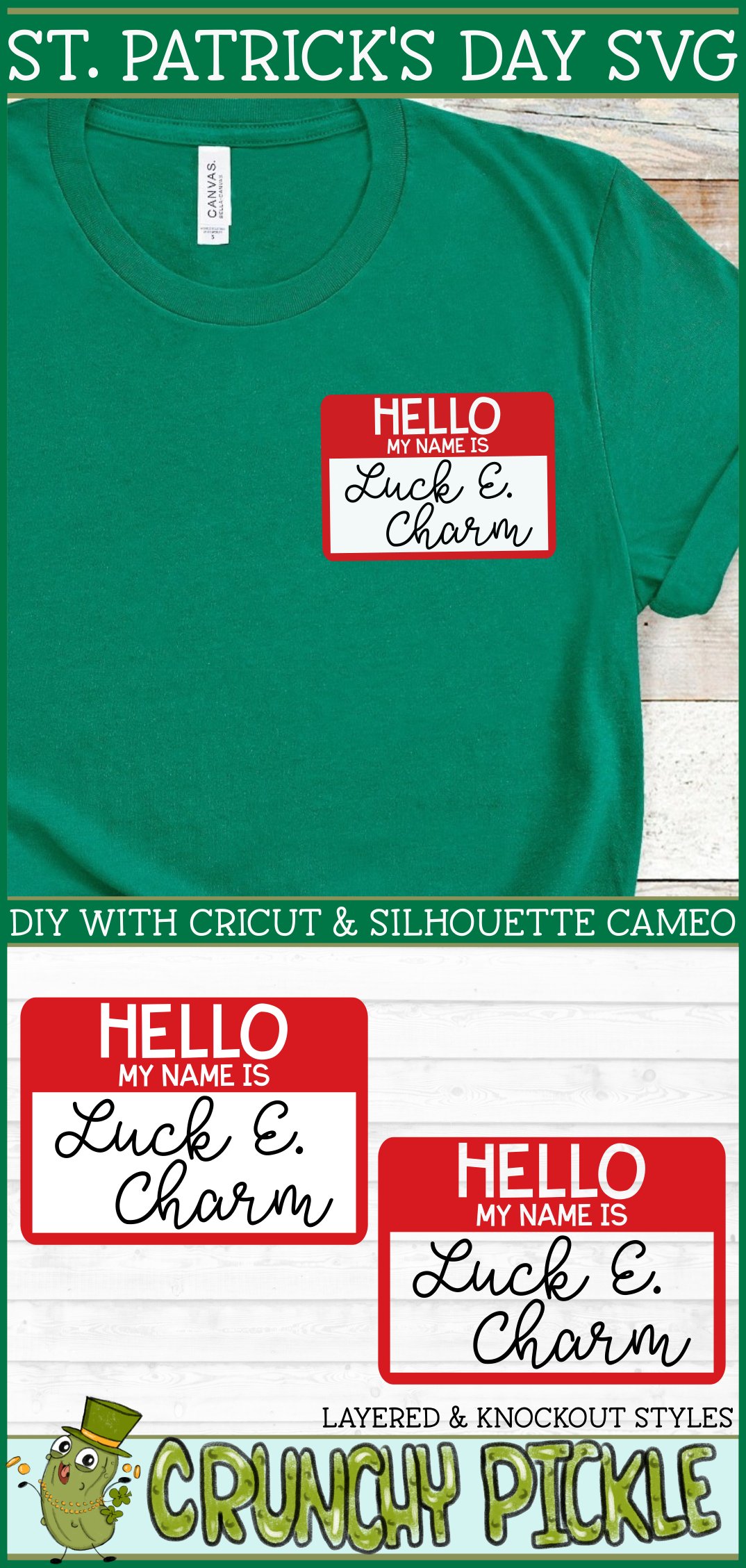 Hello My Name is Luck E Charm Name Tag SVG File