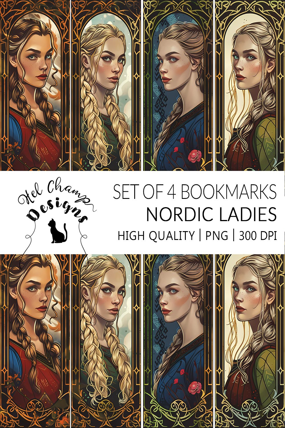 Bookmarks nordic viking ladies and princesses sublimation