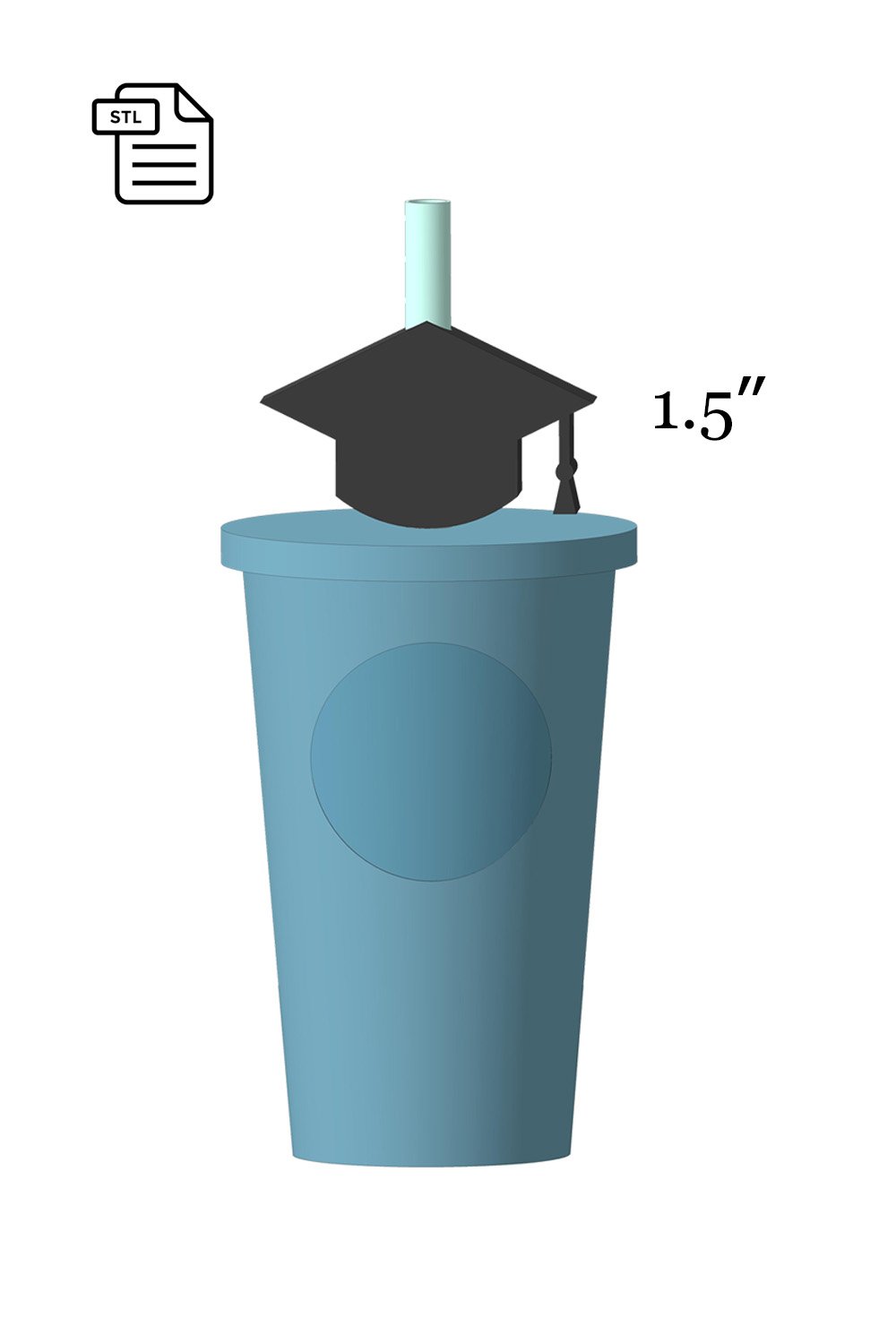 Graduation Cap Straw Topper STL File for 3D (2554614)