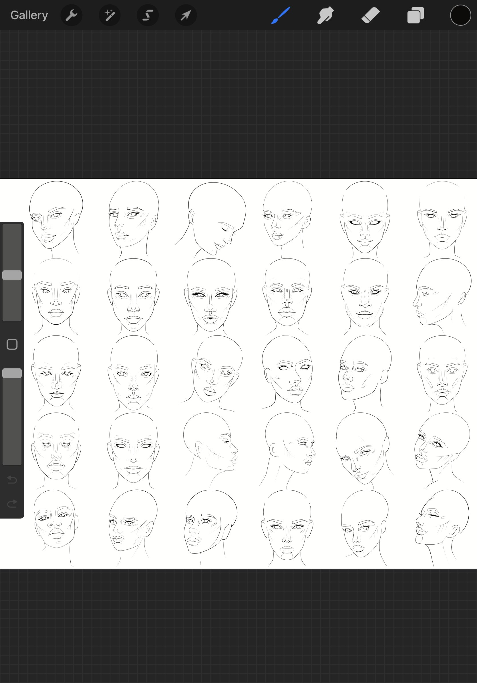 Female Human Face Set 1 Procreate Brush Stamps, 30 Faces