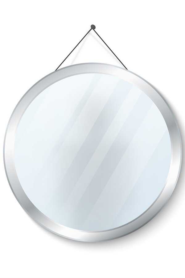 Round mirror with steel frame vector illustration