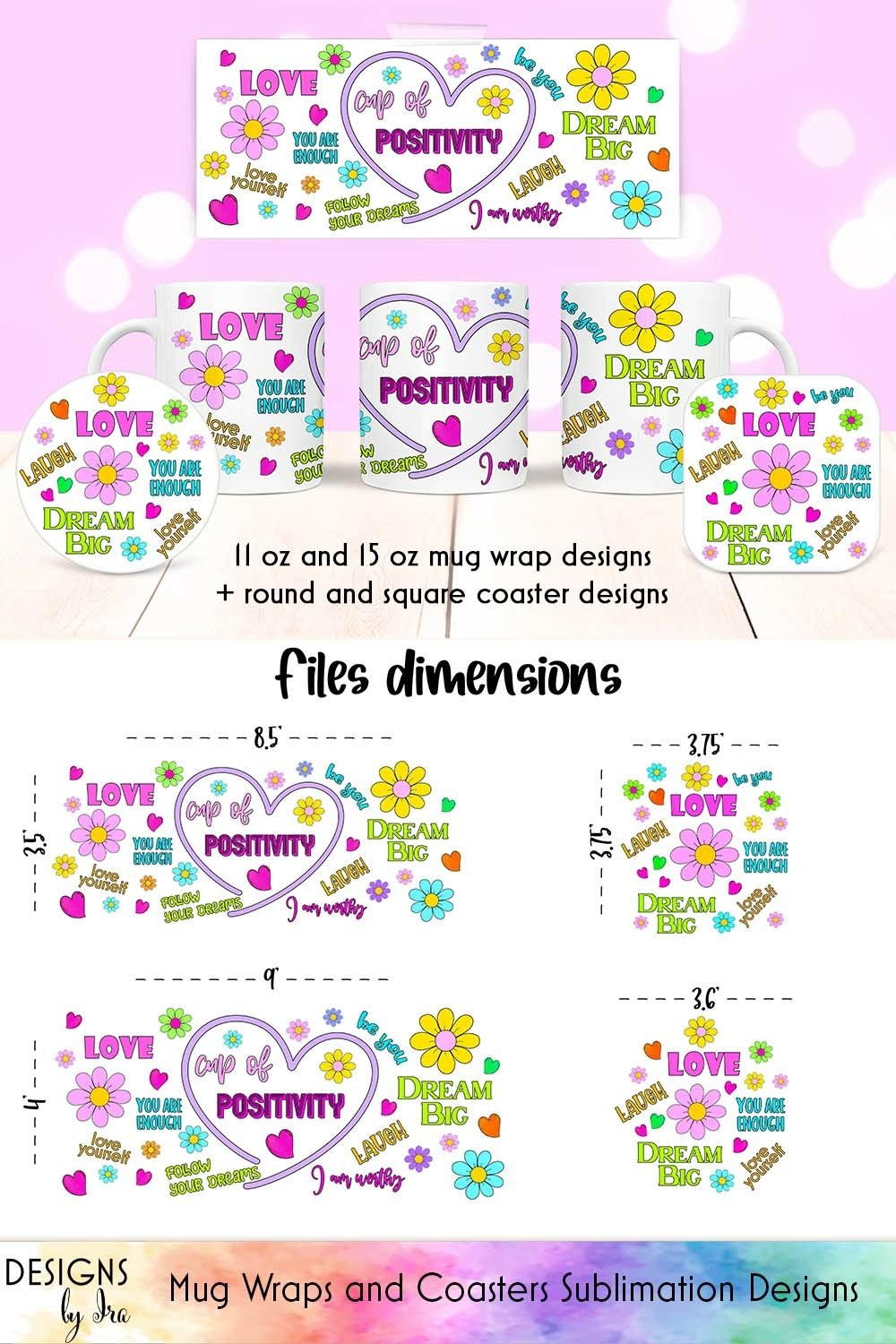 Positive Mug Wrap Sublimation | Mug Wrap and Coasters Design