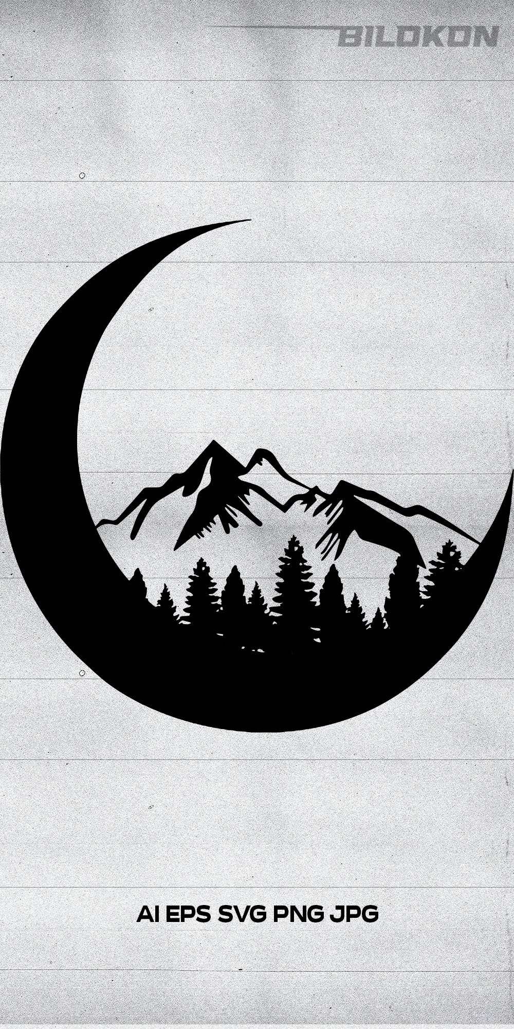 Moon mountains and forest, SVG Vector