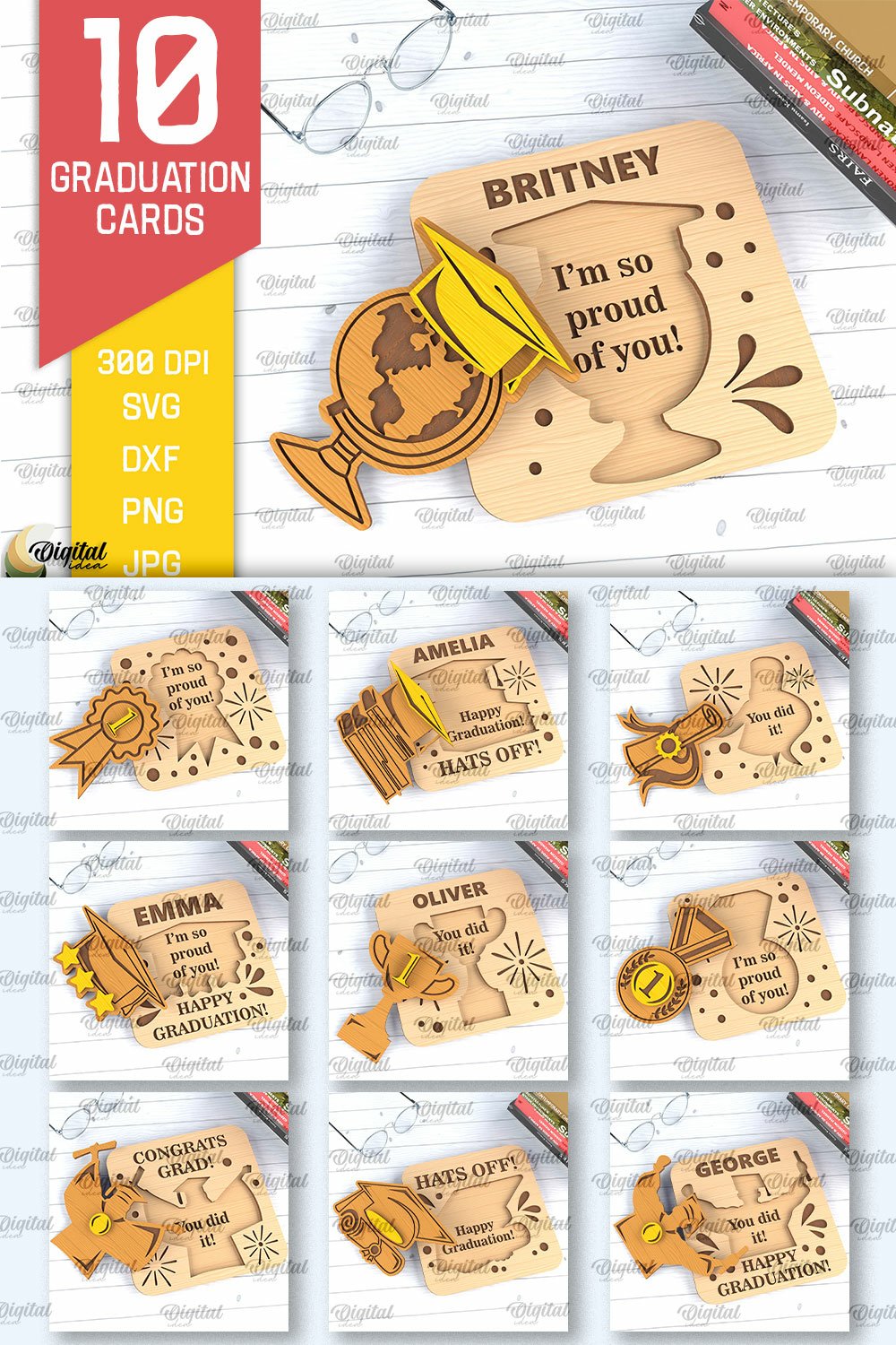 Graduation Cards SVG Bundle. Greeting Cards Laser Cut