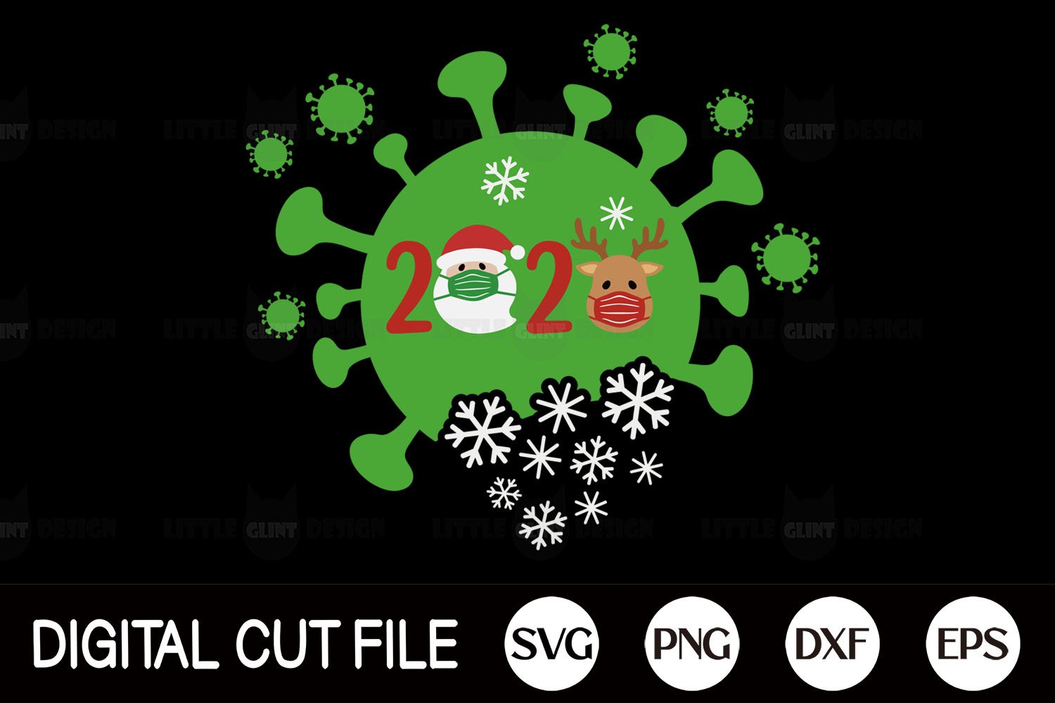 2020, Covid Christmas SVG, Pandemic Mask PNG, Holiday DXF