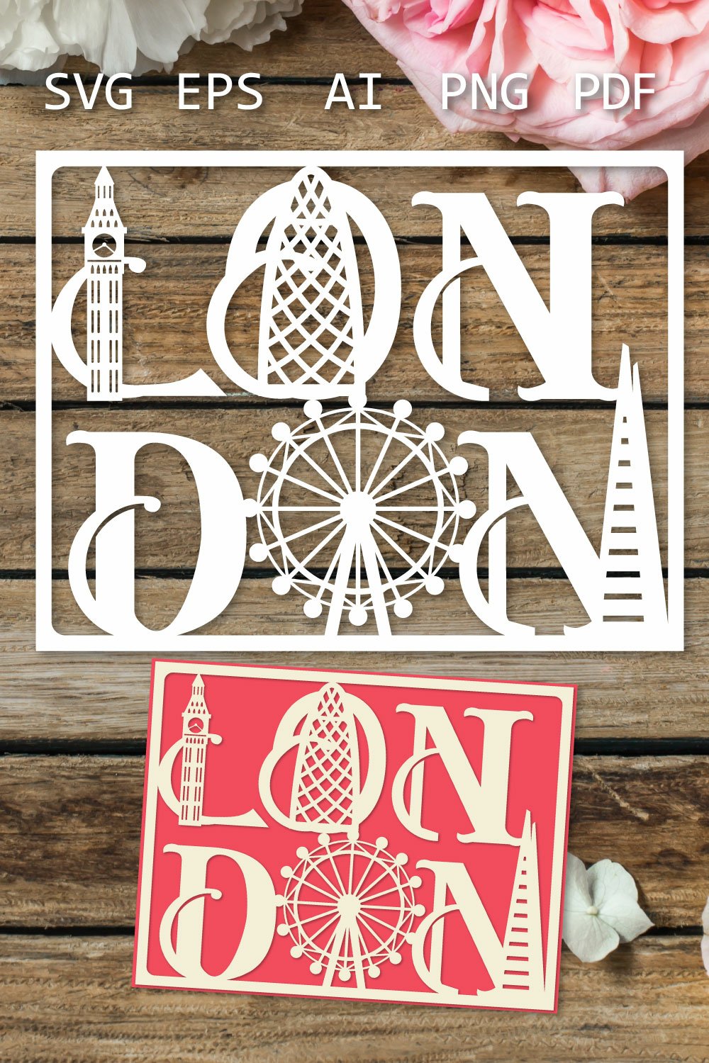 London SVG paper cutting template, London card