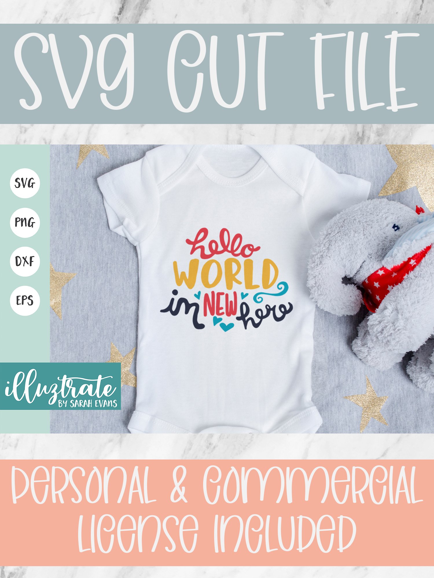Hello World I'm New Here SVG Cut File | Baby SVG
