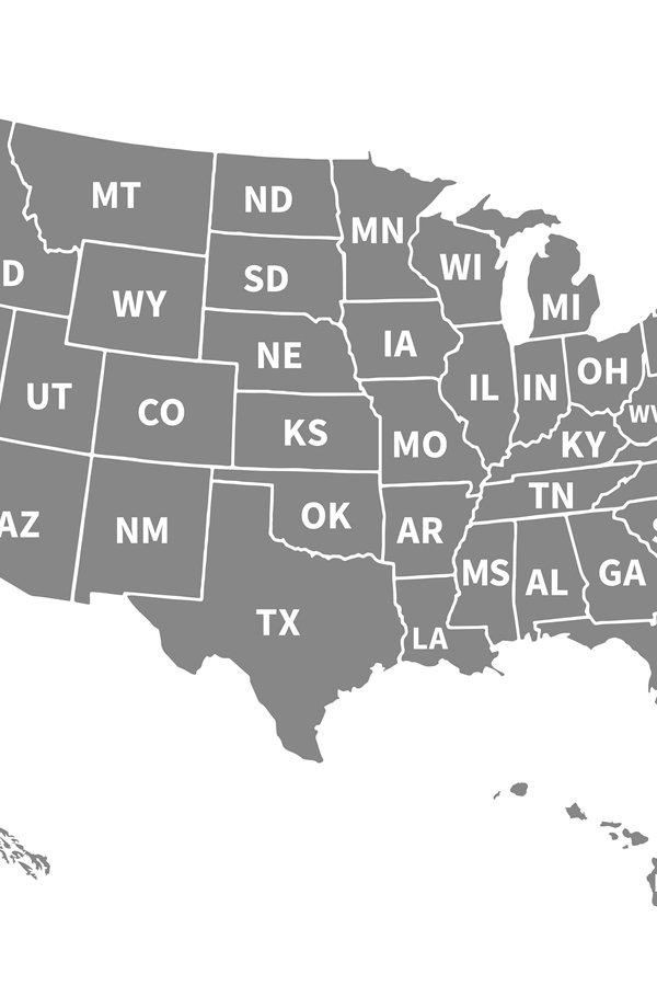 Usa map. Infographic us map with states and pins, topographi