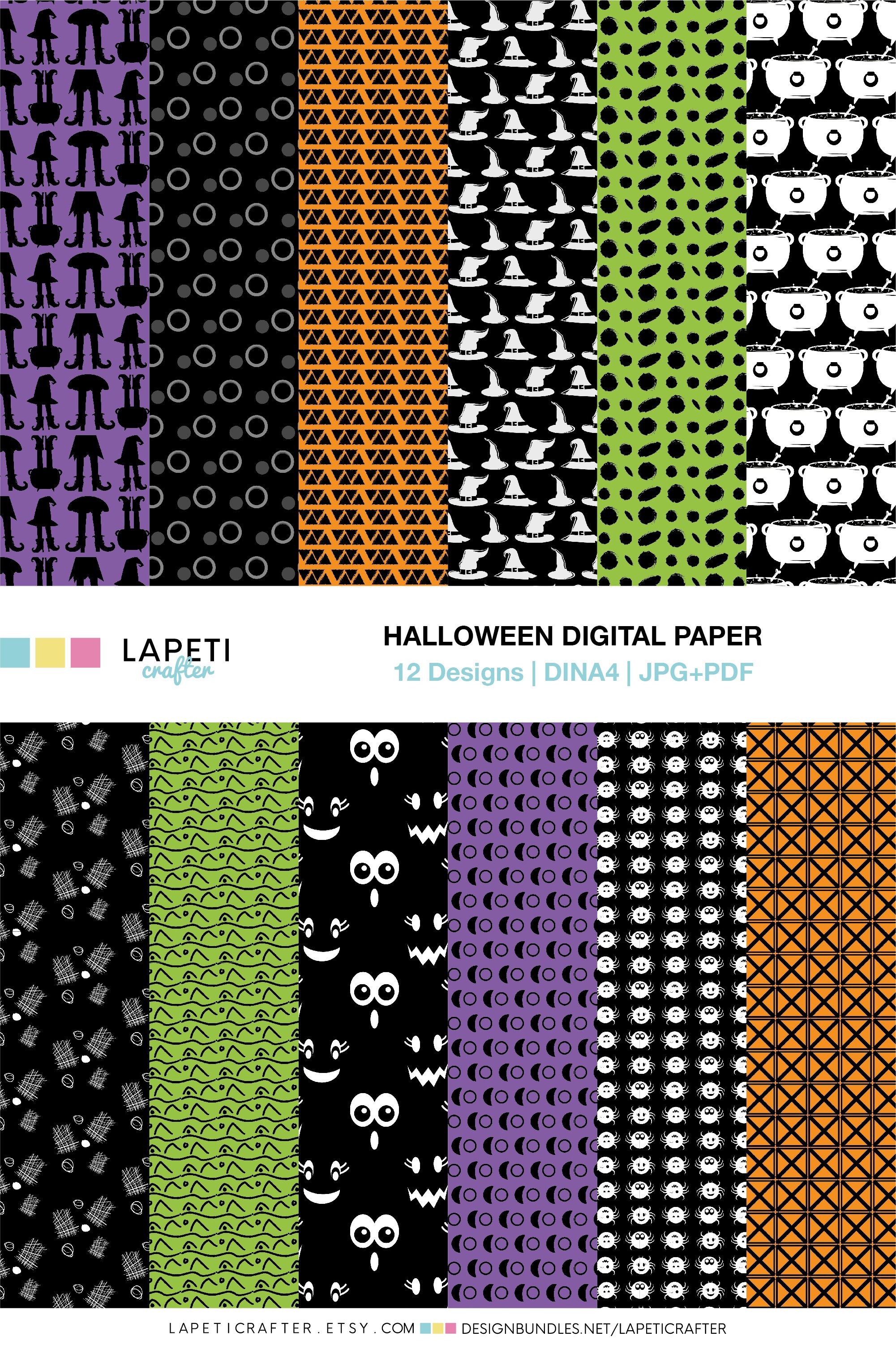 Halloween digital paper with witch design