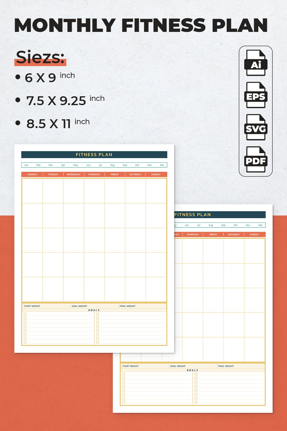 Monthly Fitness Plan | Planner Template