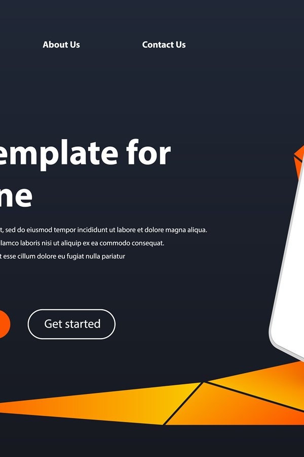 White smartphone landing page template. Modern frameless