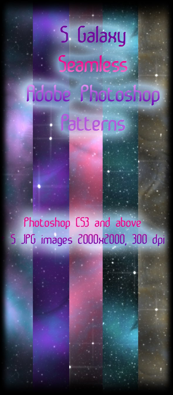 5 Galaxy Space Seamless Adobe Photoshop Fill Patterns