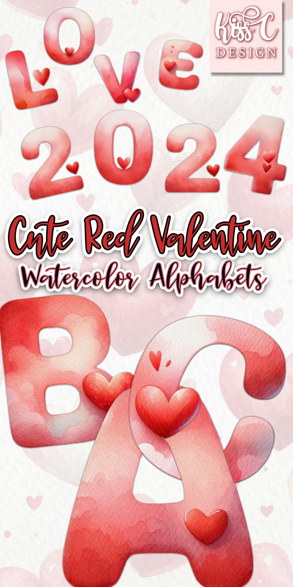 Red Valentine Alphabets & Numbers PNGใ A-Z Alphabet
