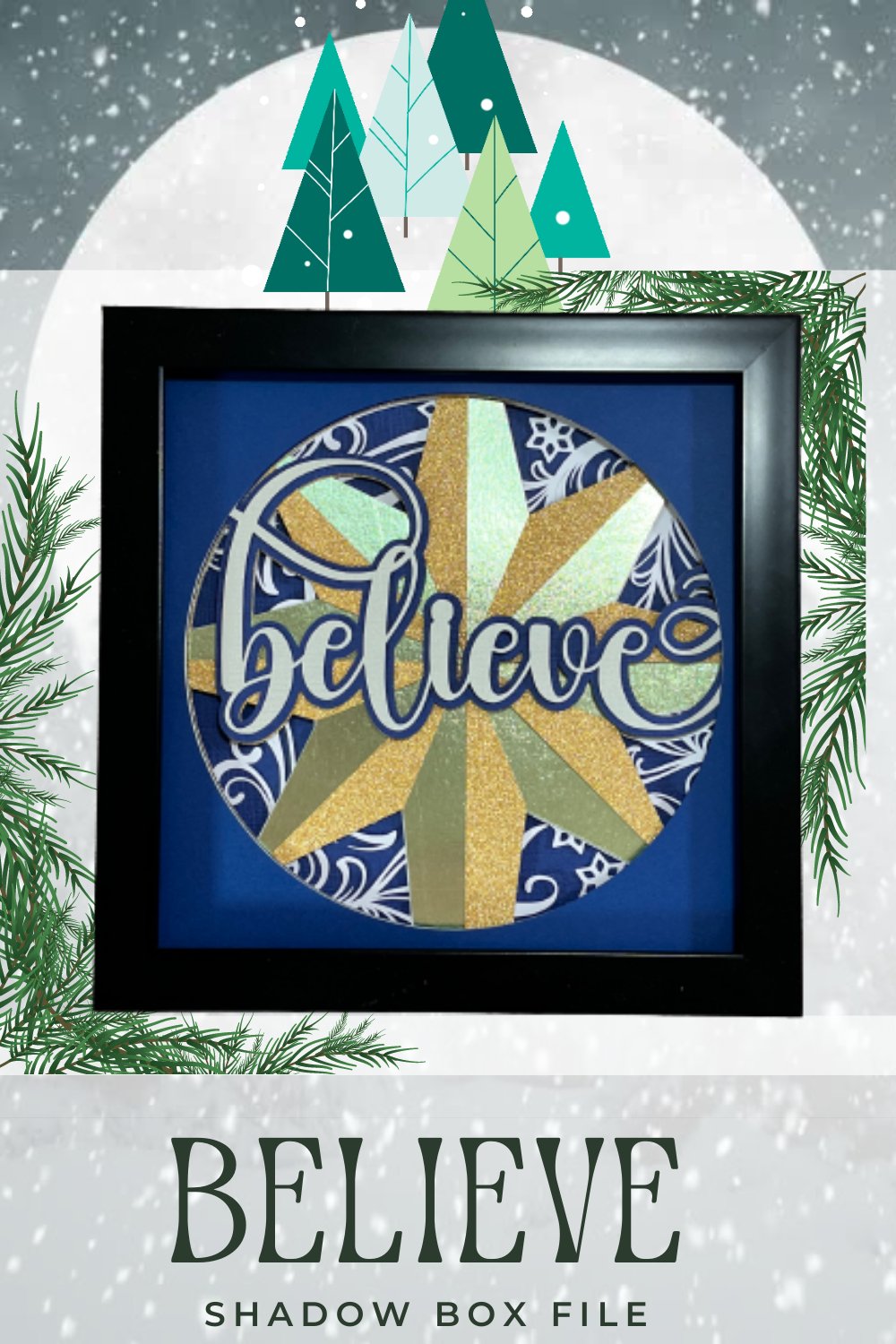 Christmas Svg Shadowbox Design, Christmas Star Shadow Box