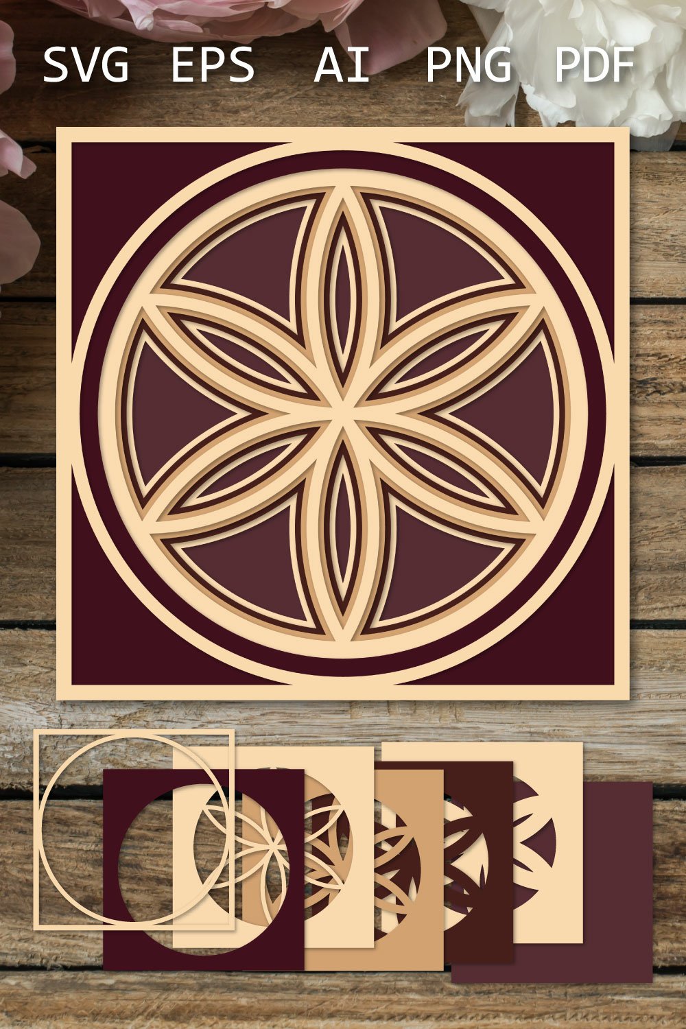 Layered papercut Germ of Life, Flower of life 3D, Shadow box