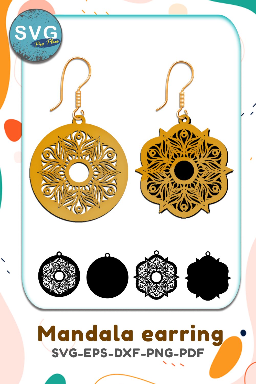 Mandala earring svg Tear drop earrings svg