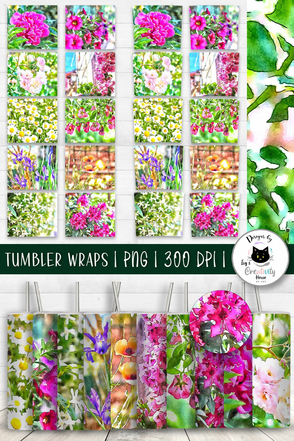 Watercolor Floral Tumbler Designs | 10 Spring Tumbler Wraps