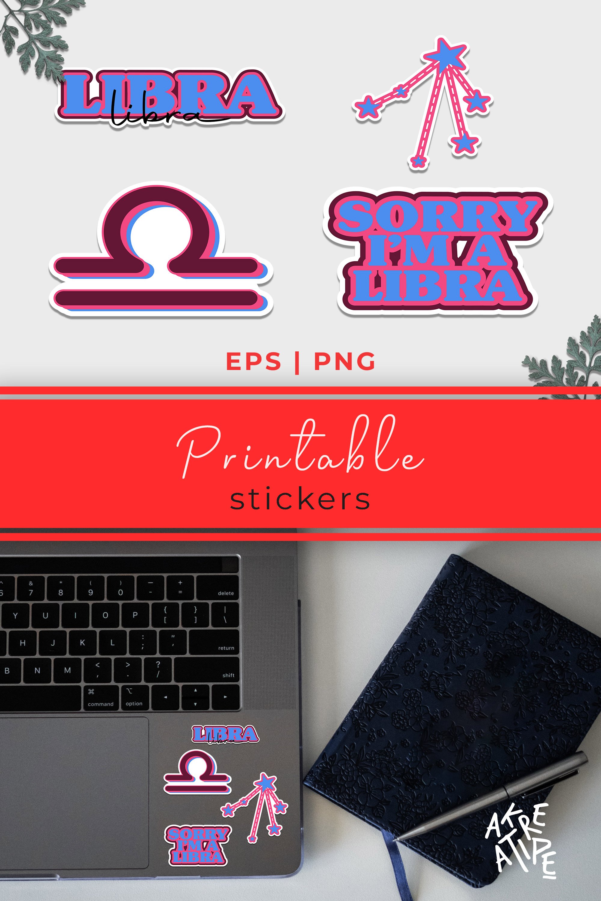 Libra Zodiac Stickers PNGs | Printable Stickers Bundle PNGs