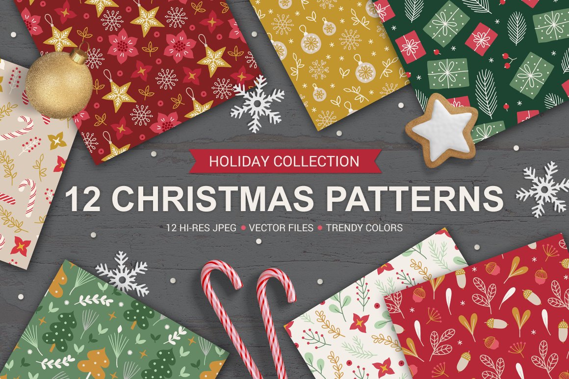 12 Christmas Seamless Patterns (859821)
