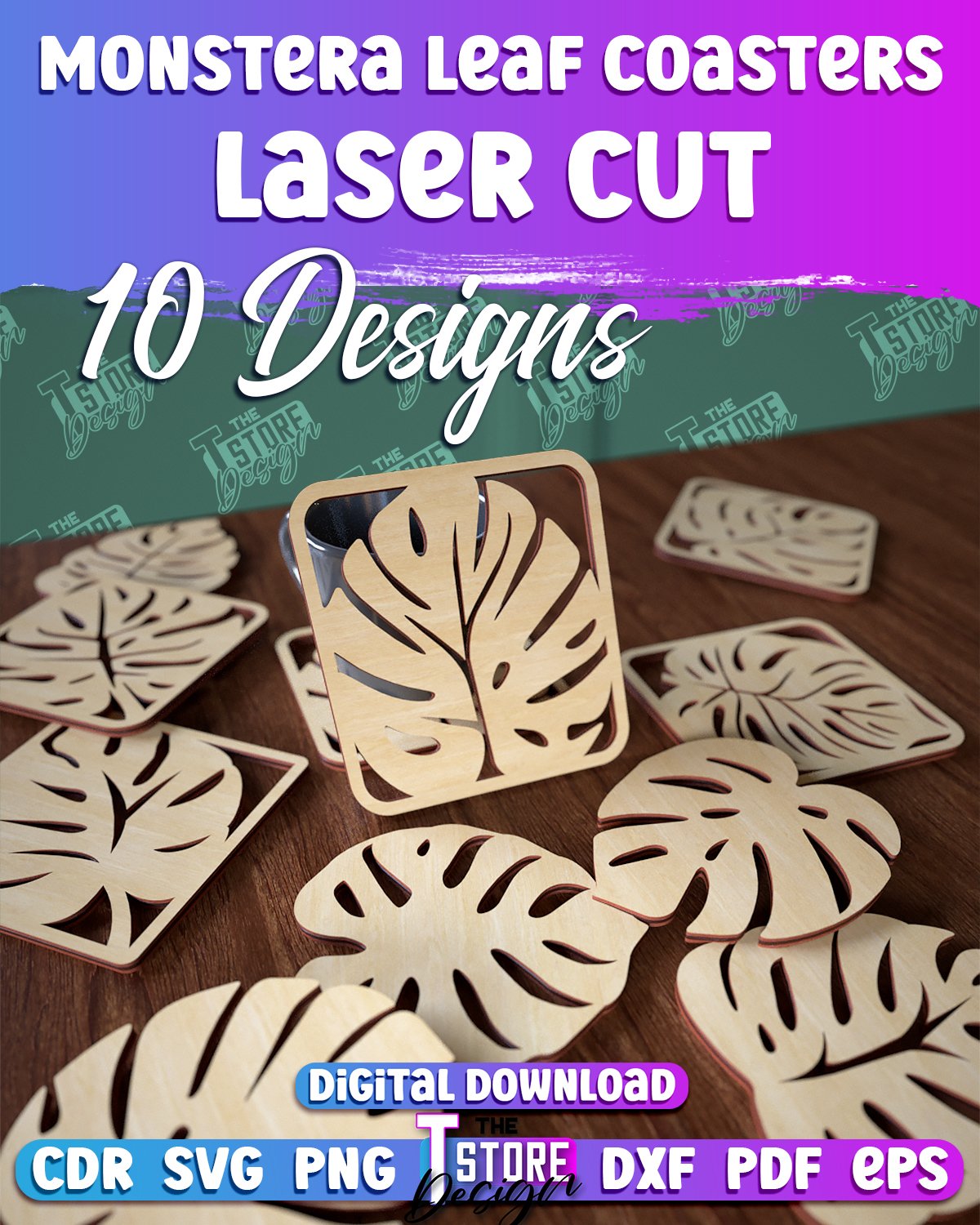 Monstera Leaf Coasters Laser Cut | Tropical Leaf Coasters
