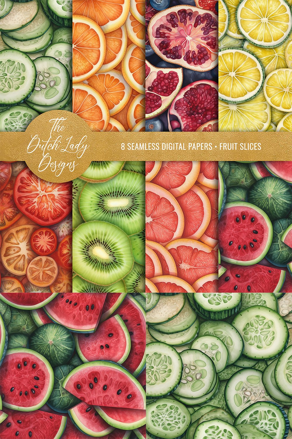 Fruit Slice Patterns - Seamless Backgrounds