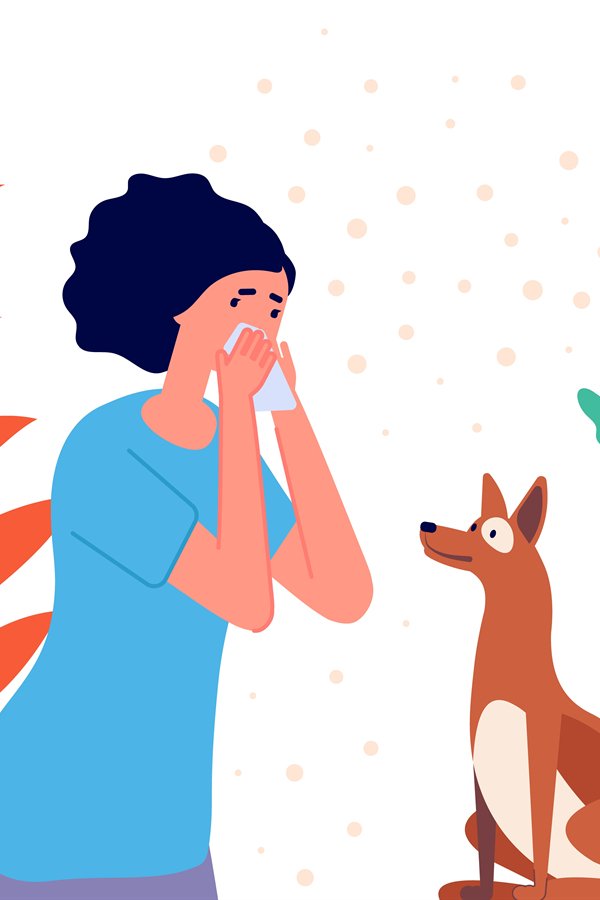 Seasonal allergy. Woman sneeze on pollen, allergic girl on a