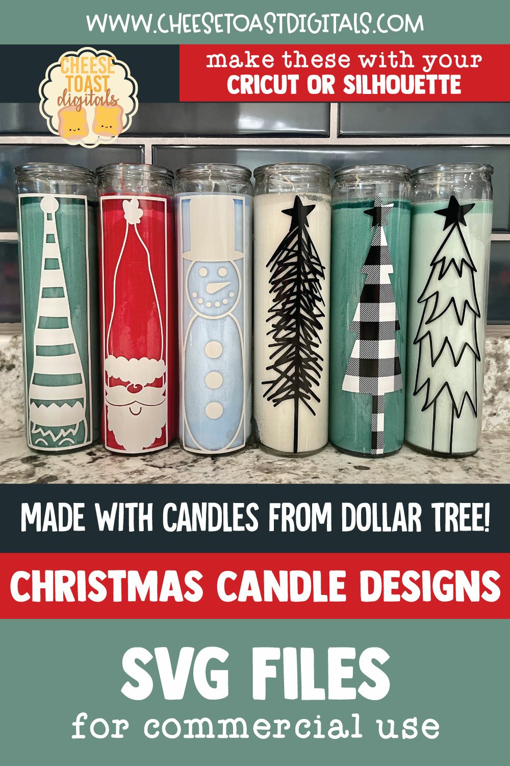 Dollar Tree Christmas Candle SVG Bundle | Vertical Designs