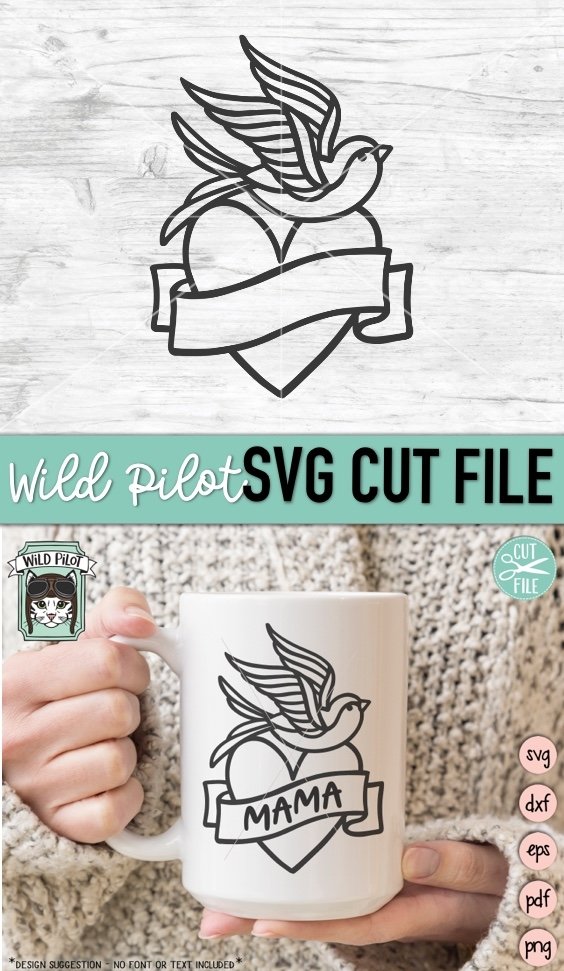 Bird SVG, Bird Heart SVG, Valentines Day SVG, Sparrow SVG