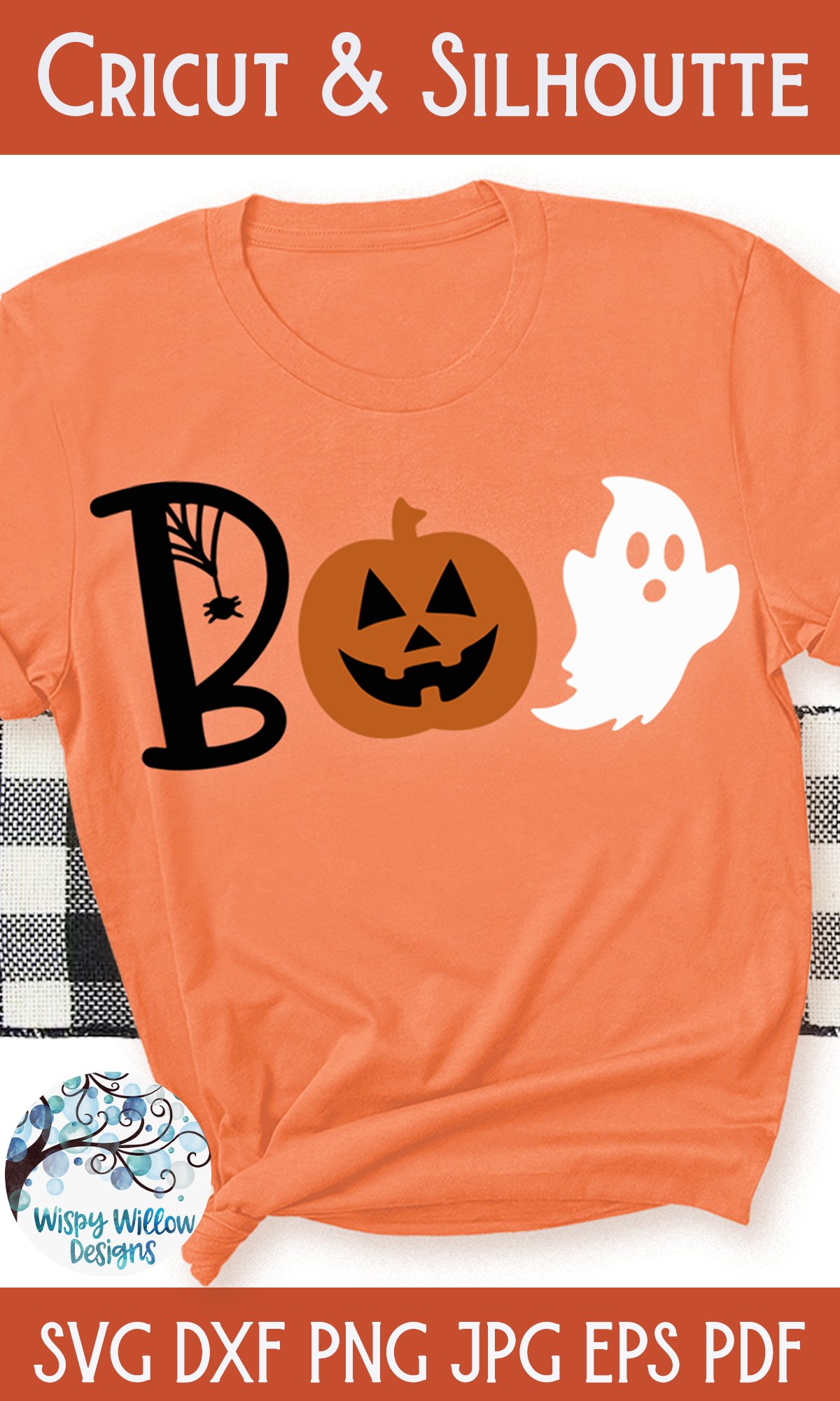 Boo SVG | Boo with Pumpkin and Ghost Halloween SVG Cut File