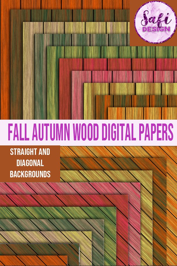 Fall Autumn Wood Digital Paper Backgrounds
