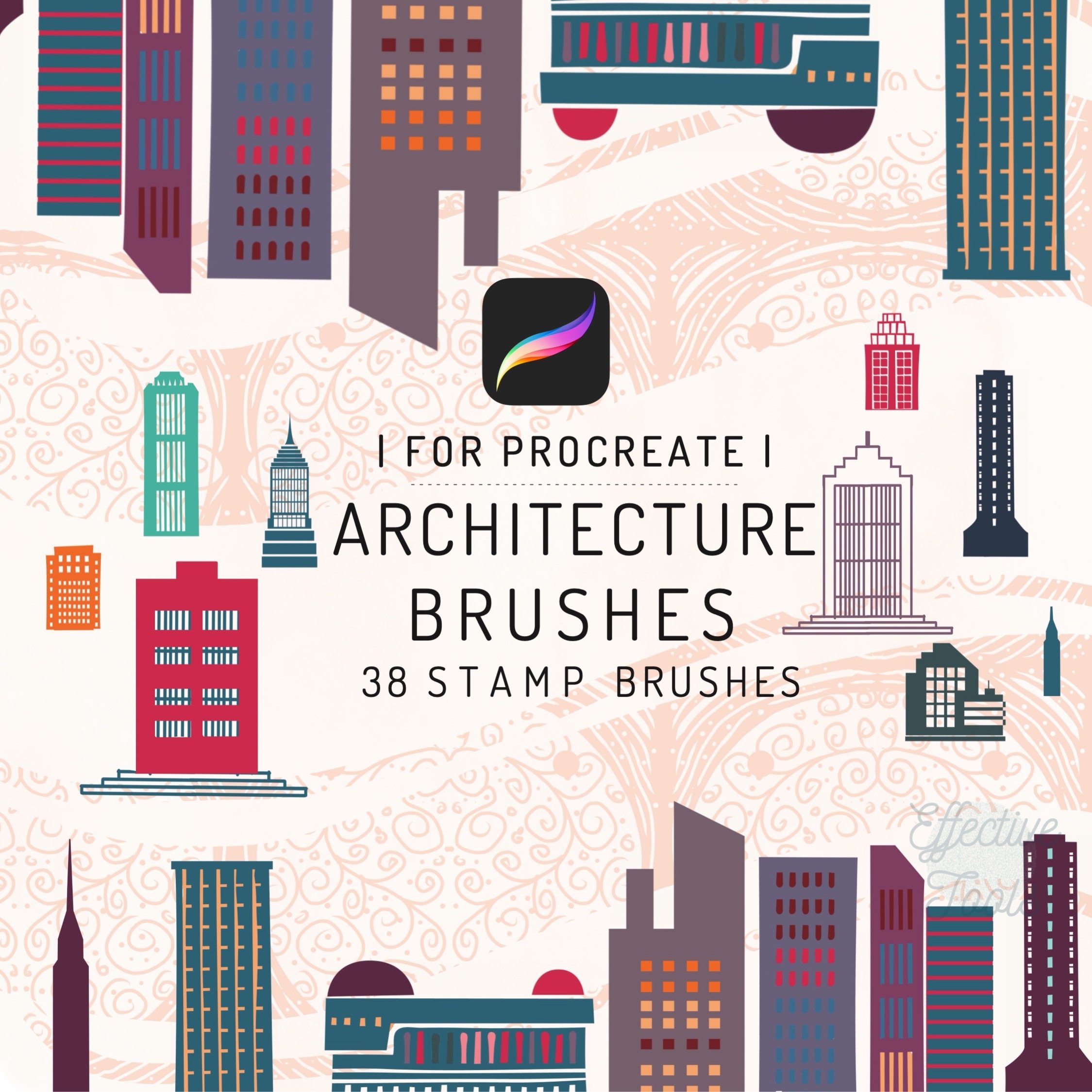 38 Procreate Architecture Brushes Bundle, Cityscapes