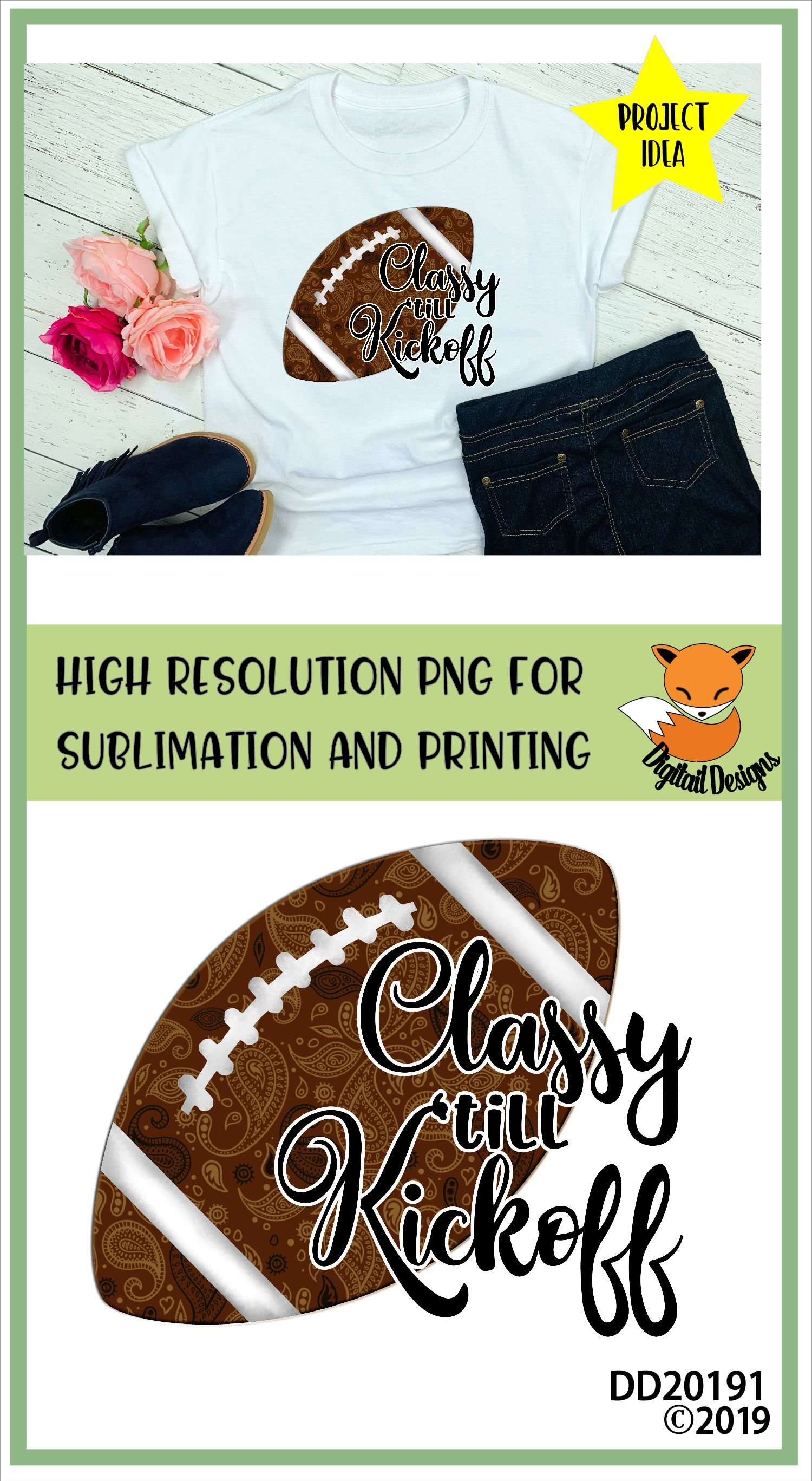 Classy Till Kickoff Football PNG for Sublimation