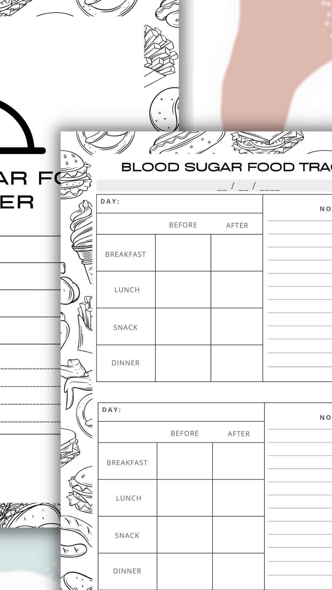 Blood Sugar Food Tracker log book