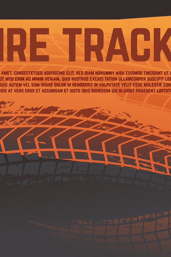 Tire tread tracks background. Grunge racing tire road marks.