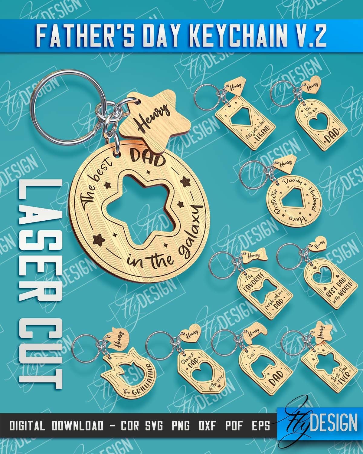 Father’s Day Keychain Laser |Best Dad Gift Keyring Laser