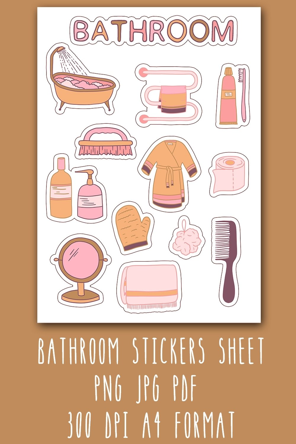 Bathroom supplies stickers sheet