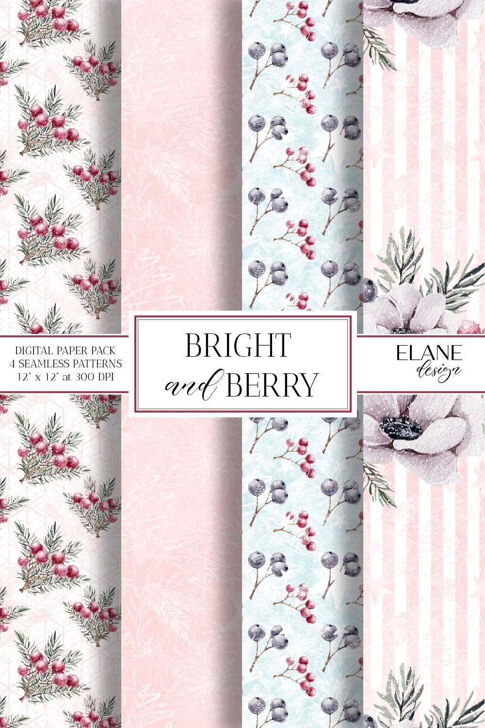 Christmas Flowers Digital Paper, Winter Seamless (4629306)