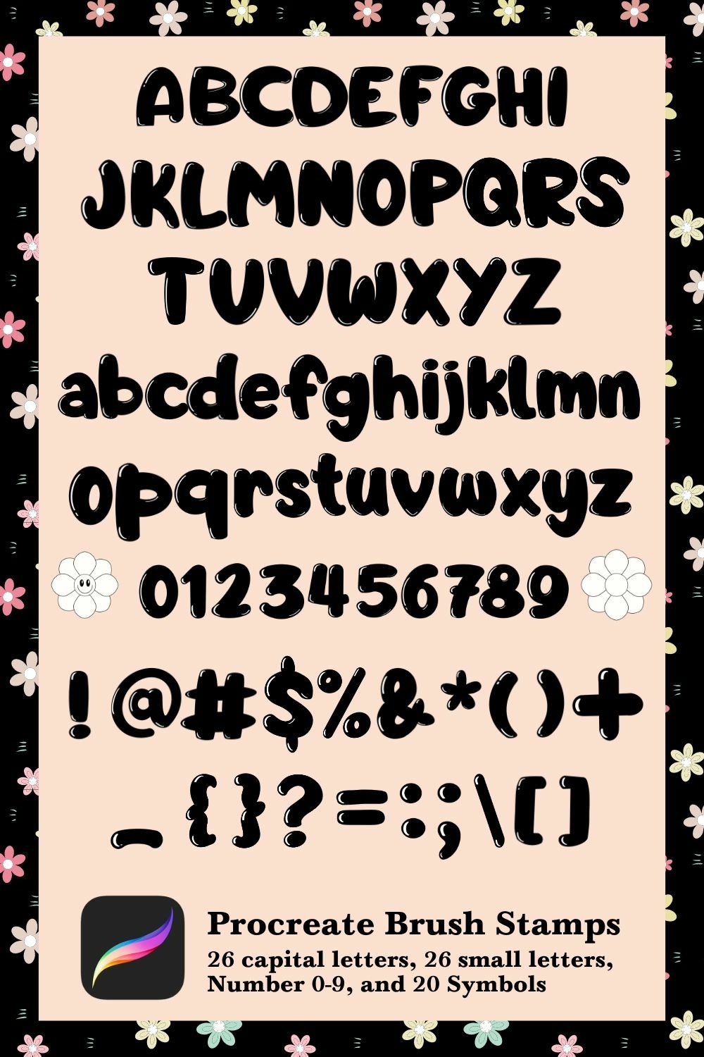 Alphabet & Number Brush Stamp Procreate