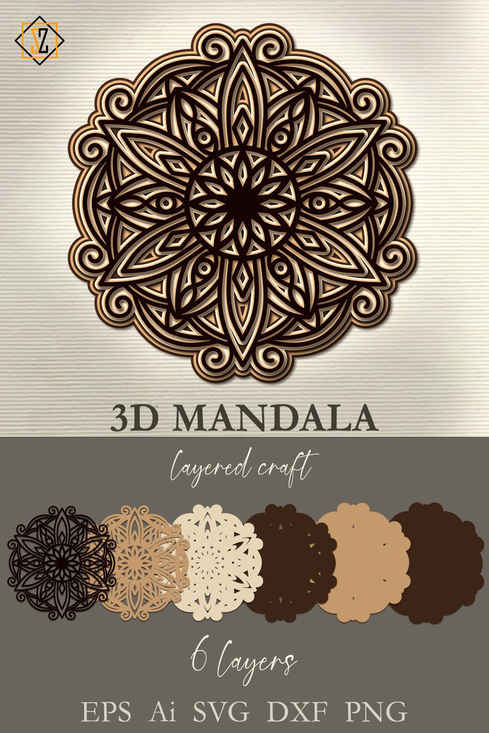Mandala 3D. Layered Mandala SVG File